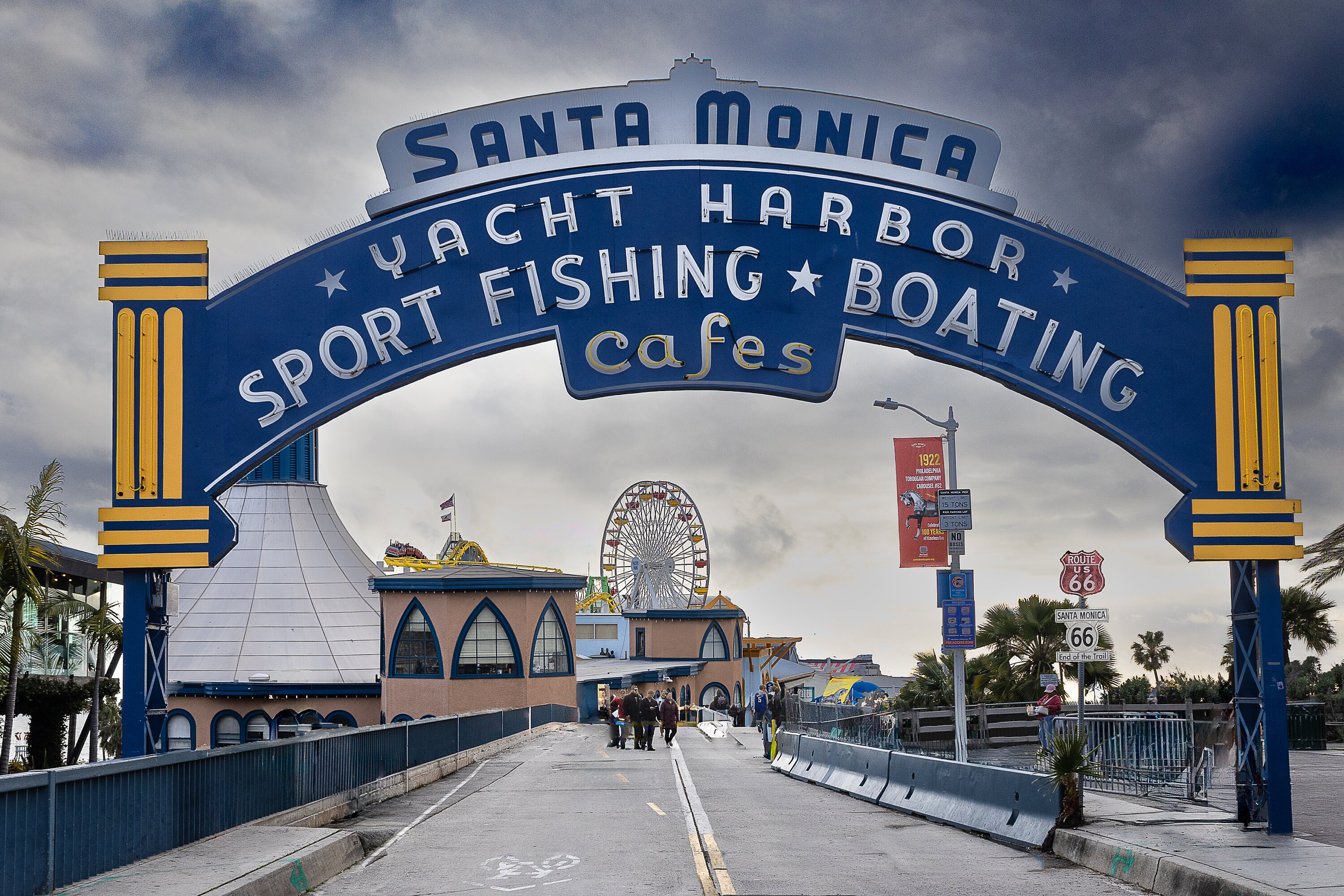 Capture the Coastal Charm: Santa Monica Pier Marquee Arch Cityscape ...