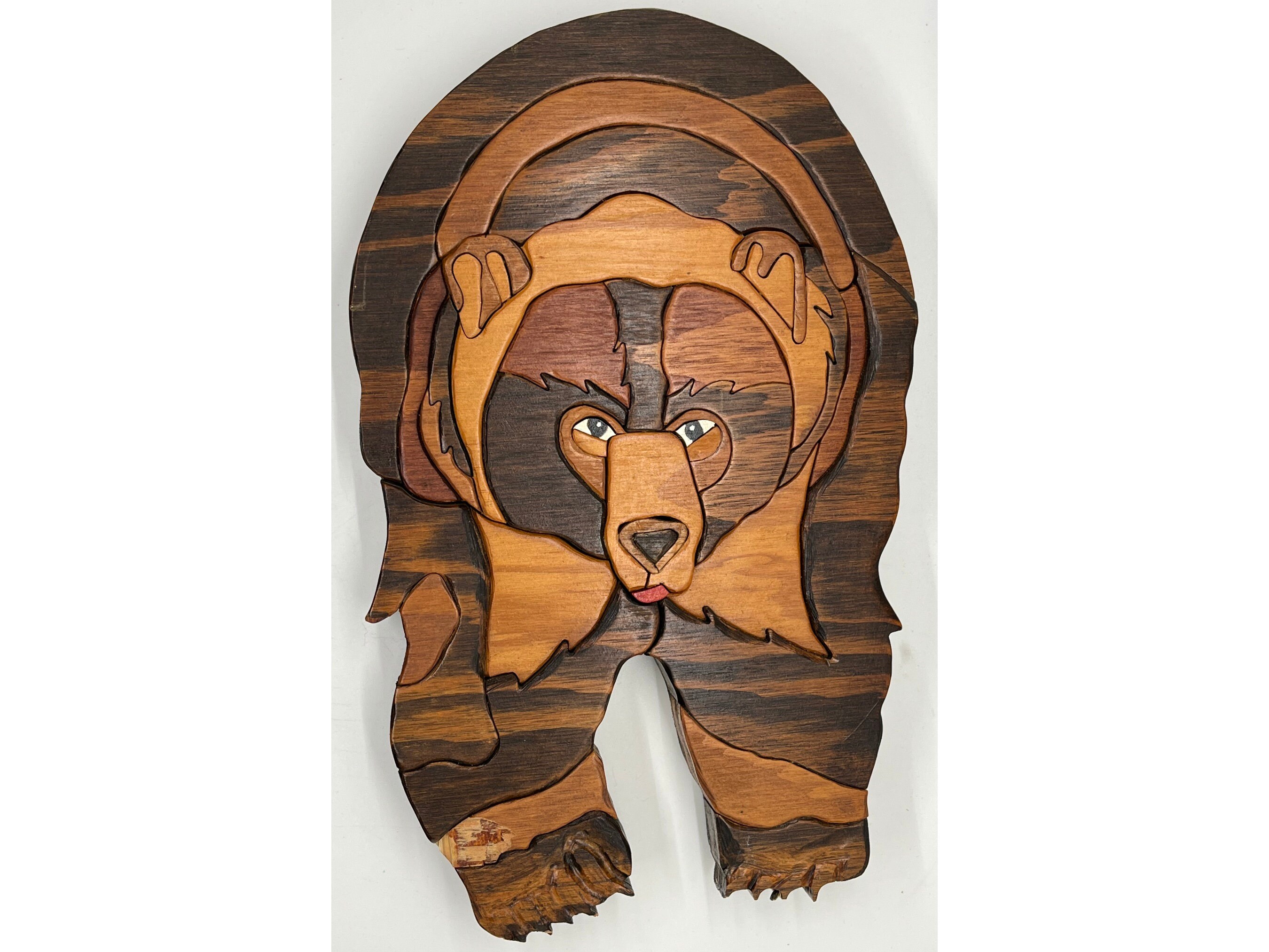 Intarsia Bear Handmade Wood Wall Art - Etsy