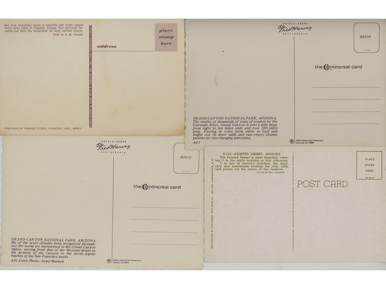 4 Arizona Vintage Blank Postcards - 1950s - Grand Canyon - Painted ...