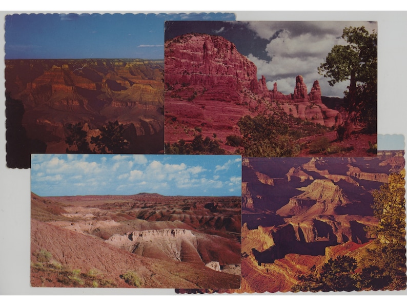 4 Arizona Vintage Blank Postcards - 1950s - Grand Canyon - Painted ...
