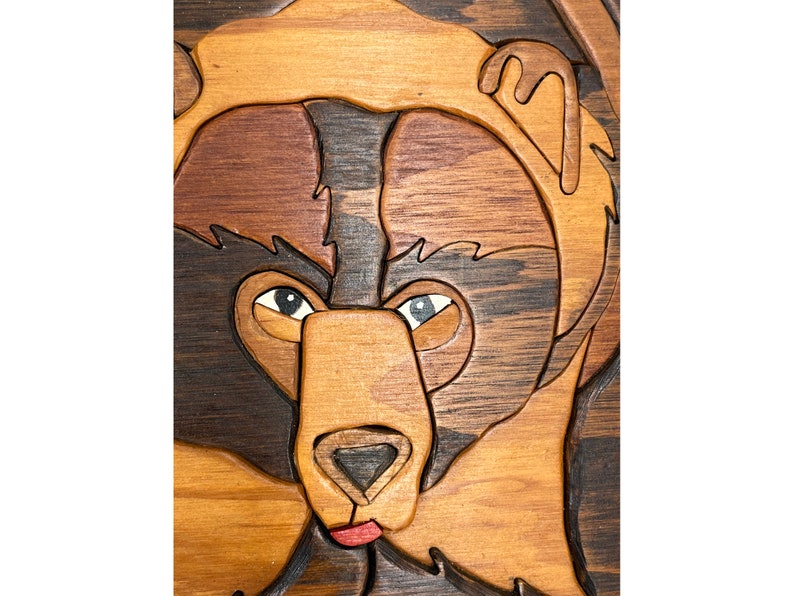 Intarsia Bear Handmade Wood Wall Art - Etsy