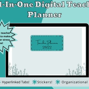 Minimalist Teal Floral All-in-one Teacher Digital Planner - Etsy