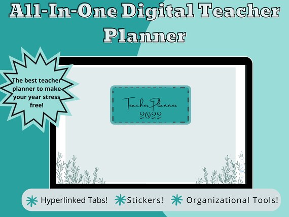 Minimalist Teal Floral All-in-one Teacher Digital Planner - Etsy