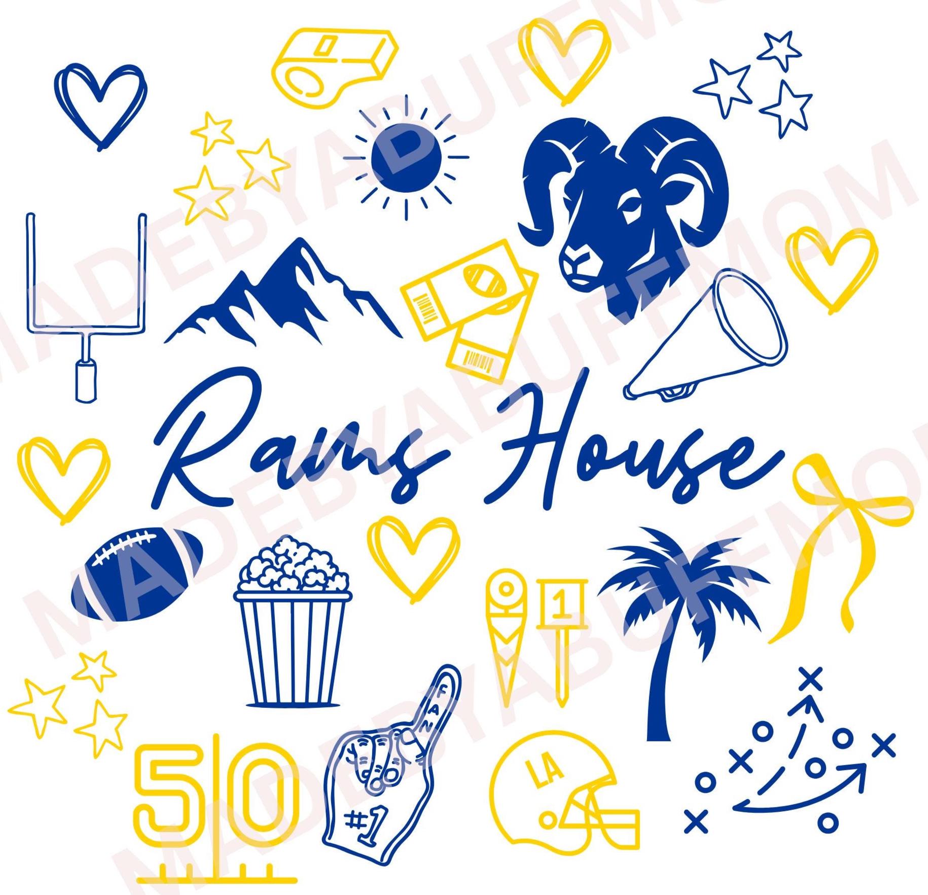 LA Rams Doodle Design | Horns up Fan Art | Los Angeles Football SVG PNG ...