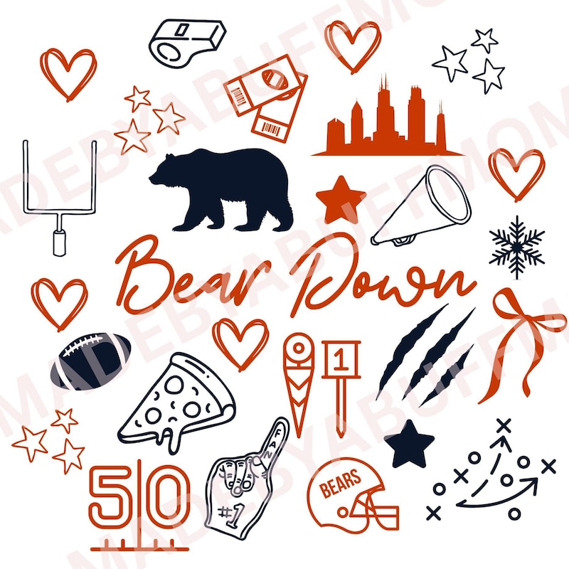 Chicago Bears Doodle - Etsy