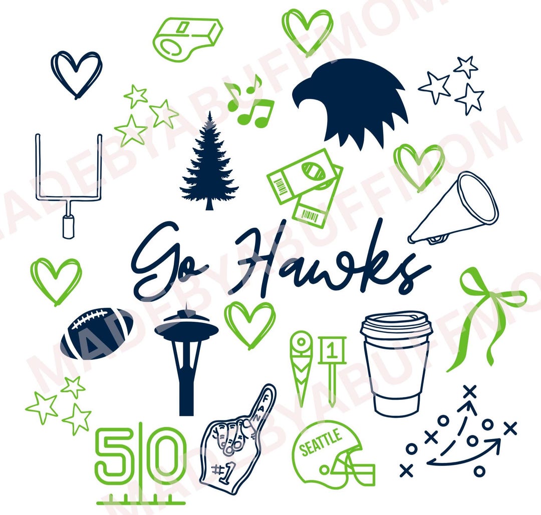 Seattle Seahawks Doodle Design | Go Hawks Fan Art | Seahawks SVG PNG ...