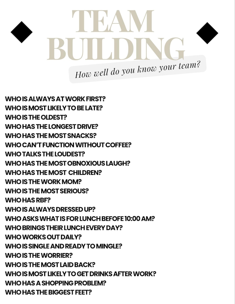 Team Building Printable Coworker Icebreaker Activity to Boost Morale - Etsy