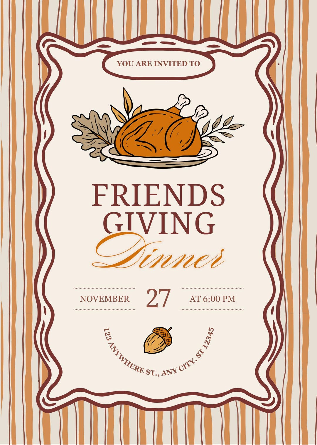 Printable Friendsgiving Invitation Template | Editable Fall Invite ...