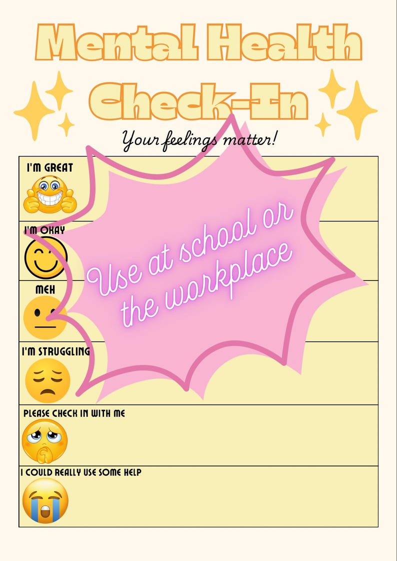 Mood Tracker Emotional Well-being Check-in Poster Instant Download ...