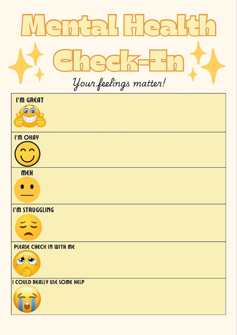 Mood Tracker Emotional Well-being Check-in Poster Instant Download ...