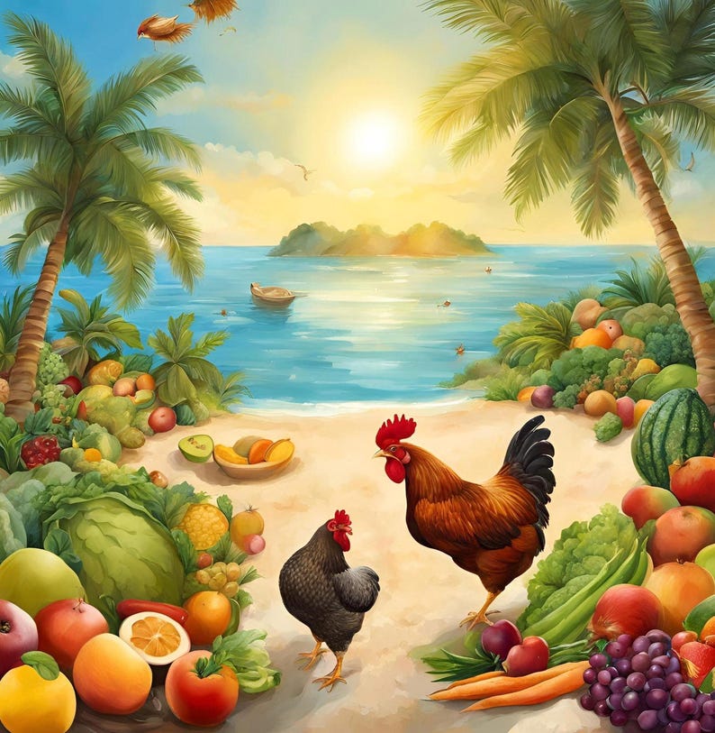 Chicken Art - Printable Instant Download Design - Beach Art - My Happy ...