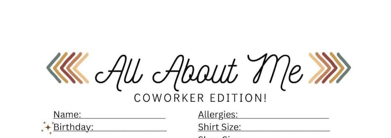 Coworker Icebreaker: All About Me Edition (PDF Download) - Etsy