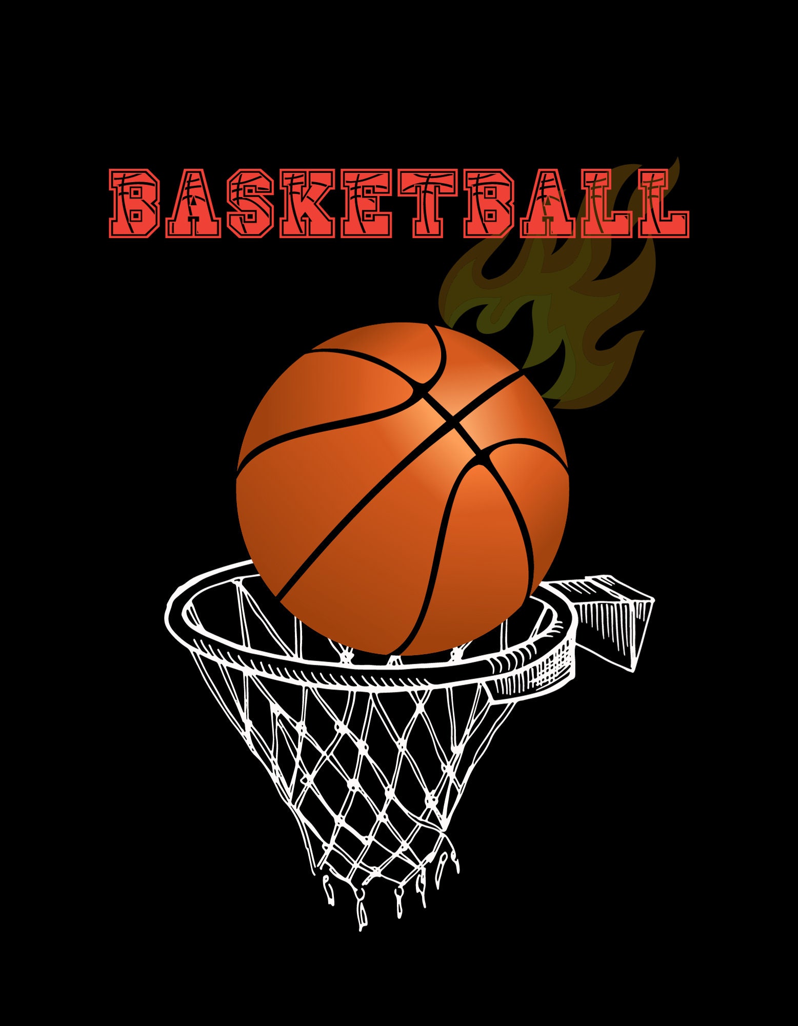 Basketball Design Instant Download Flaming Hoops: Stylish Basketball ...