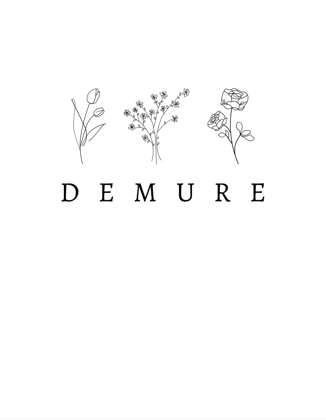 DEMURE Line Art Flowers - Instant Download PNG File - Etsy UK