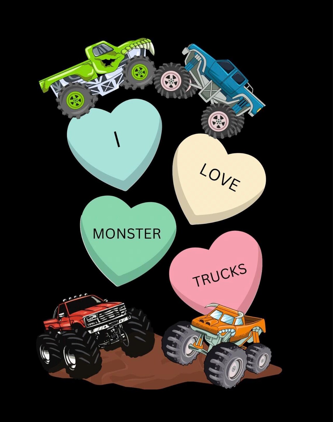 Rev up Valentine's Day Fun With Our 'I Love Monster Trucks' SVG - Etsy