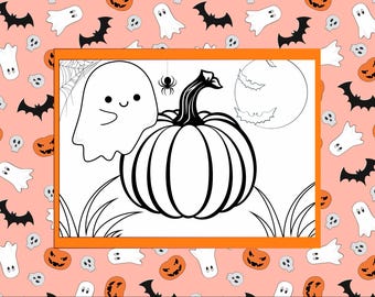 Ghost Pumpkin Halloween Coloring Page - Etsy