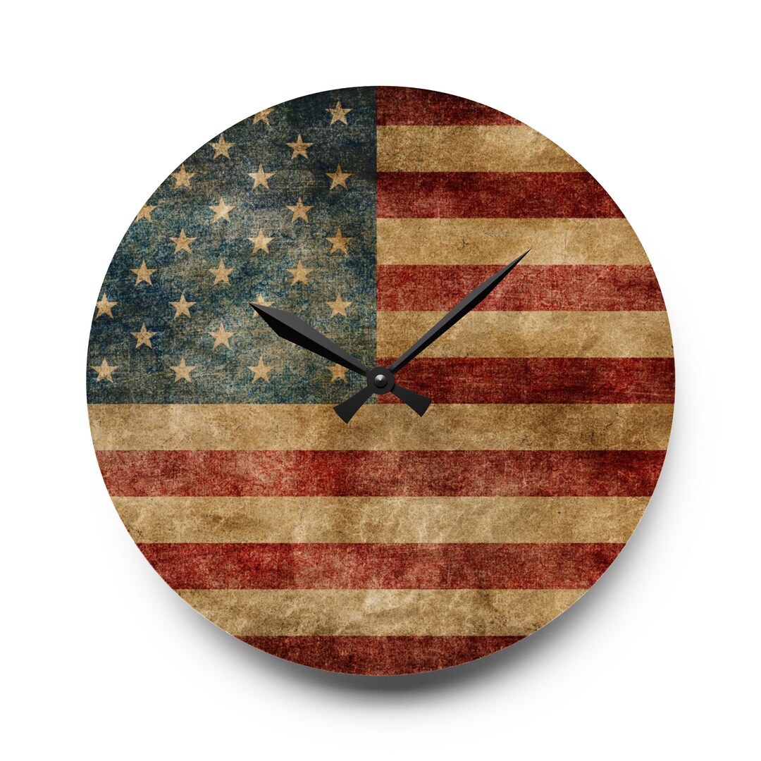 American Flag, Acrylic Wall Clock - Etsy
