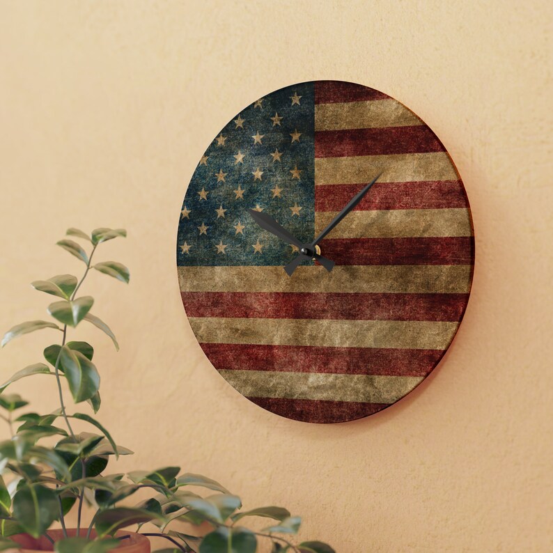 American Flag, Acrylic Wall Clock - Etsy