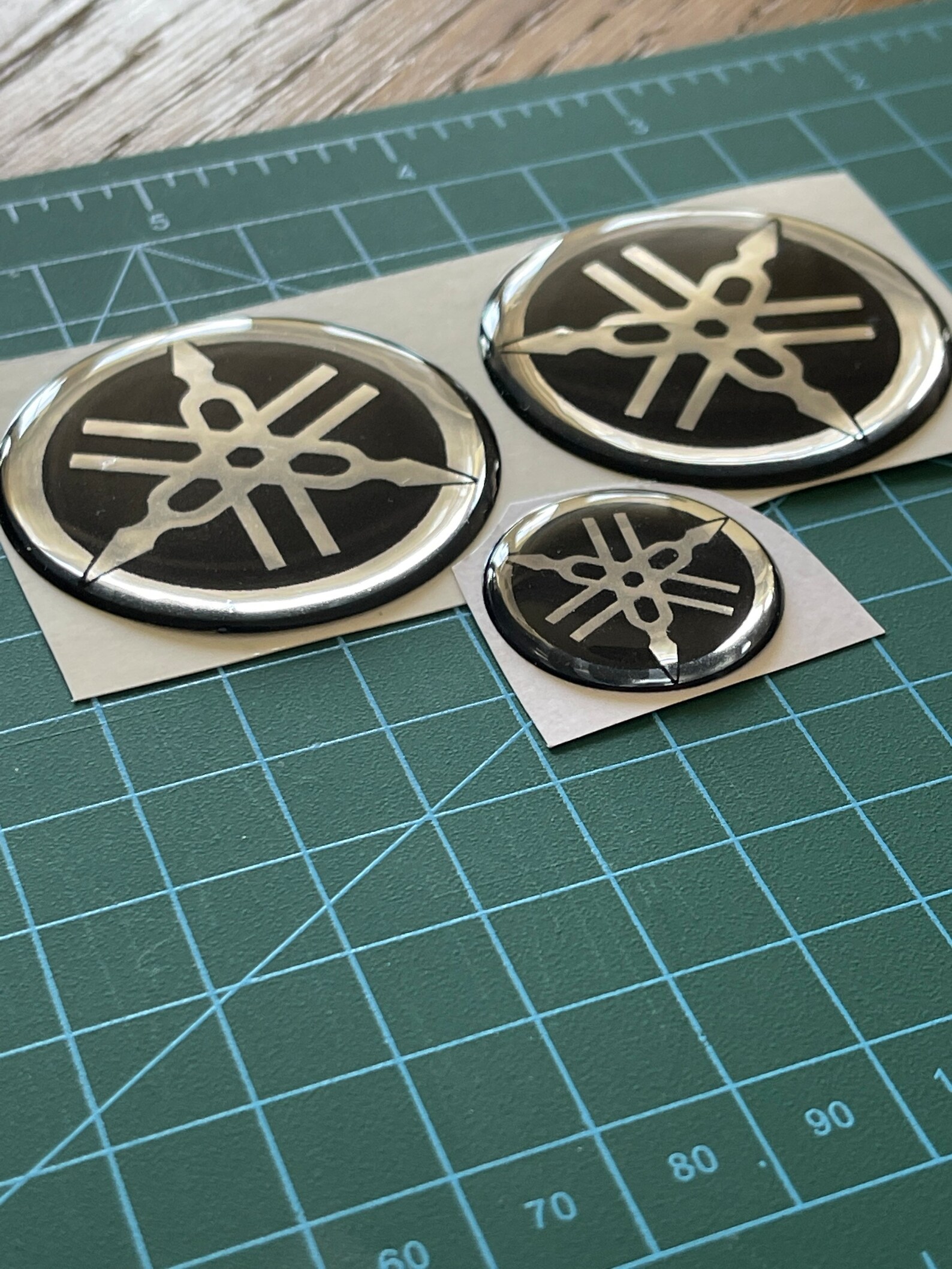 YAMAHA Sticker Tuning Fork 3D Logo Sticker Decal Set of 3 45mm 25mm ...