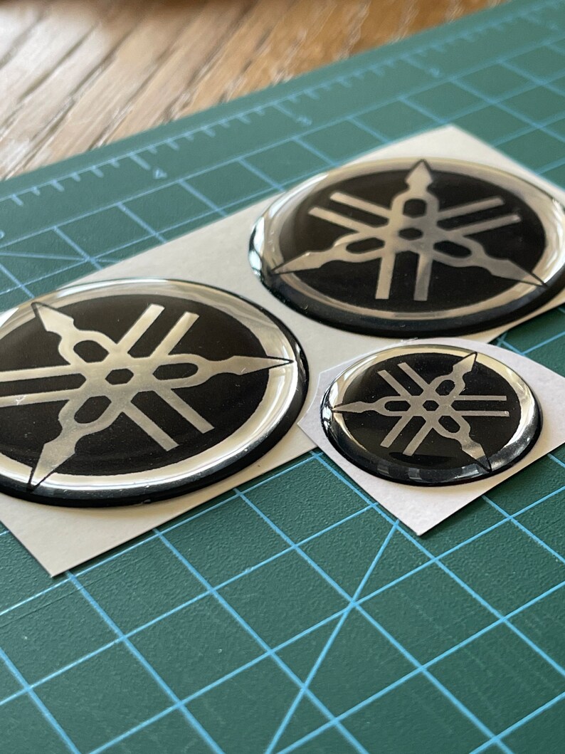 YAMAHA Sticker Tuning Fork 3D Logo Sticker Decal Set of 3 45mm 25mm ...