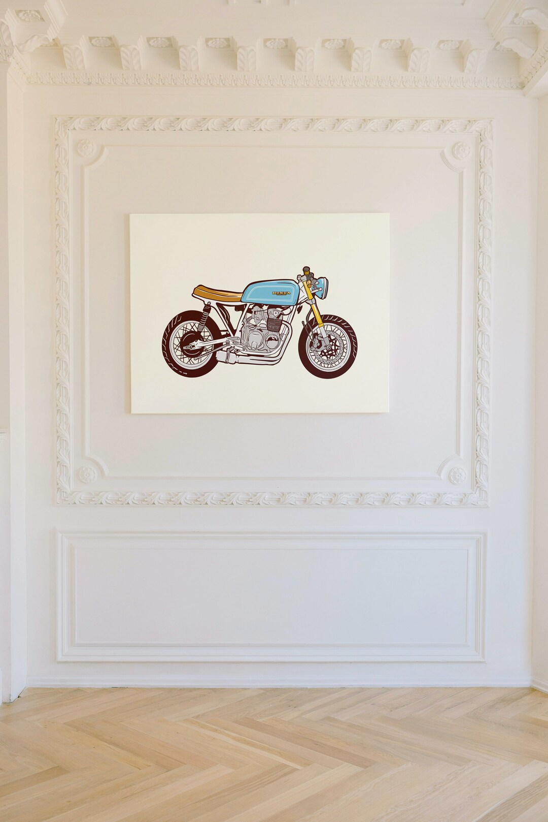 Retro Style Vintage Motorcycle Cafe Racer Cartoon Drawing - Etsy