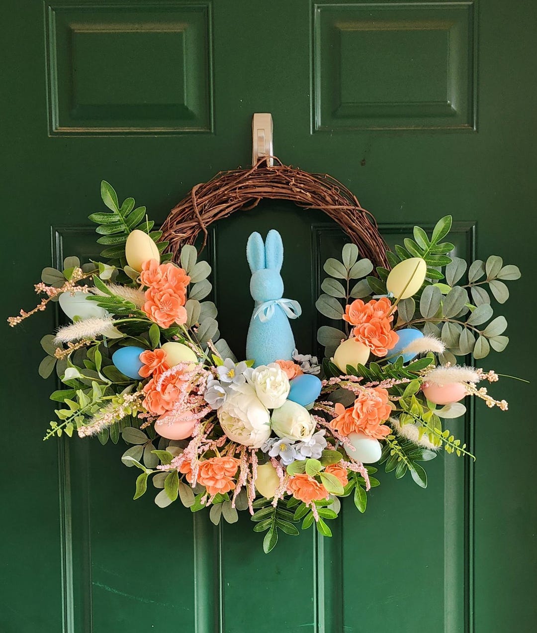 Easter Egg Wreath for Front Door, Spring Wreath, Bunny Wreath, Easter ...