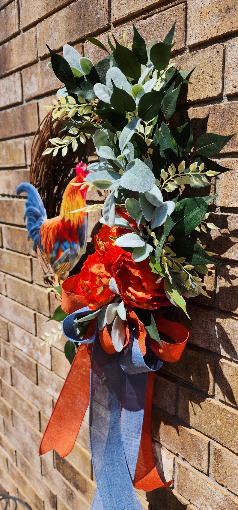 Rooster and Lamb's Ear Wreath Wreath With Rooster Sign - Etsy