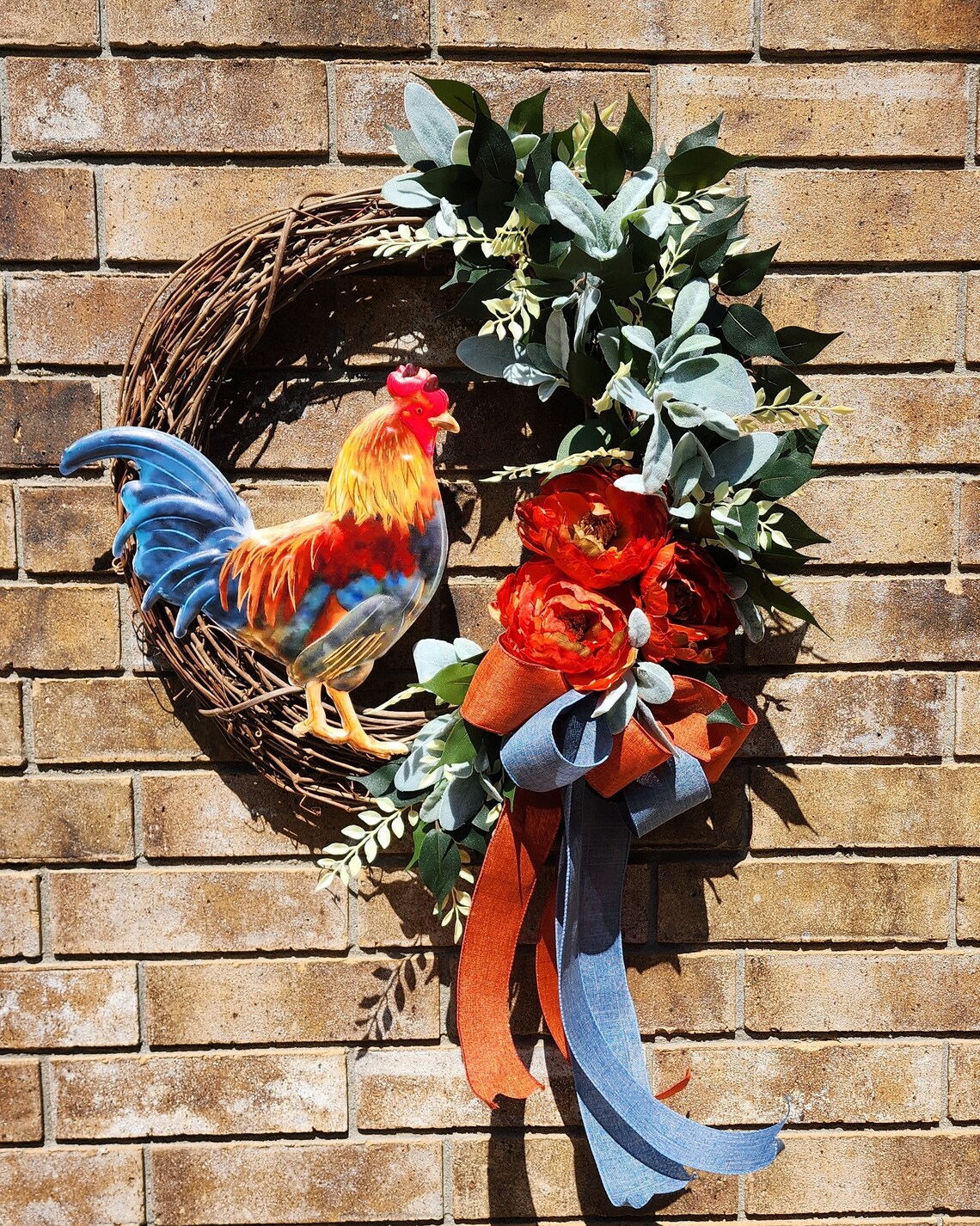 Rooster and Lamb's Ear Wreath Wreath With Rooster Sign - Etsy