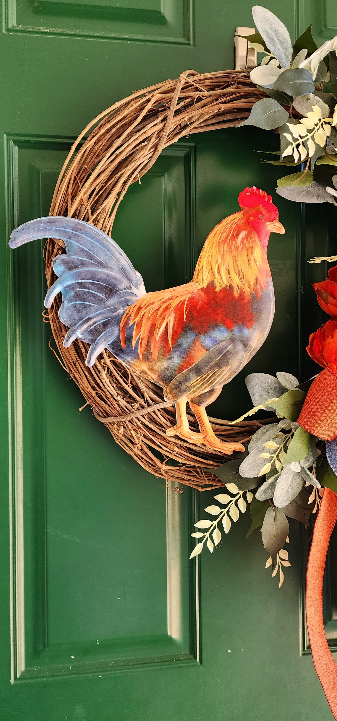 Rooster and Lamb's Ear Wreath Wreath With Rooster Sign - Etsy