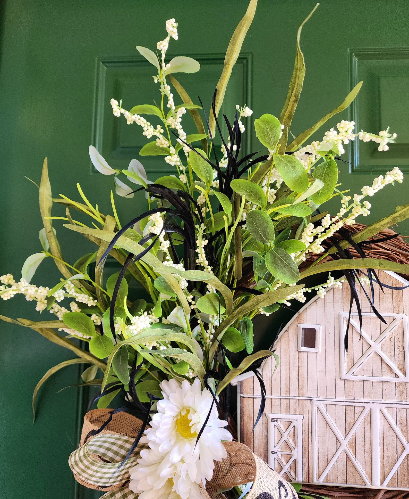 Country Barn Wreath, White Daisies Decor, Country Farmhouse, Front Door Barn Wreath, Farmhouse ...