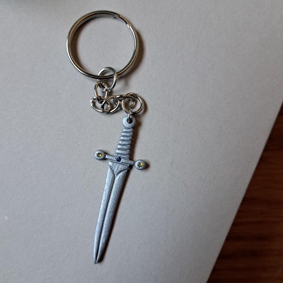 Jeweled Dagger Keychain, Fantasy Sword Charm, Handmade Polymer Clay - Etsy