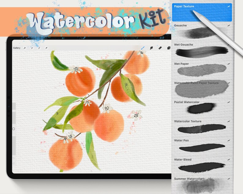 Procreate Watercolor Brush Kit, Procreate Brush Set, Realistic ...