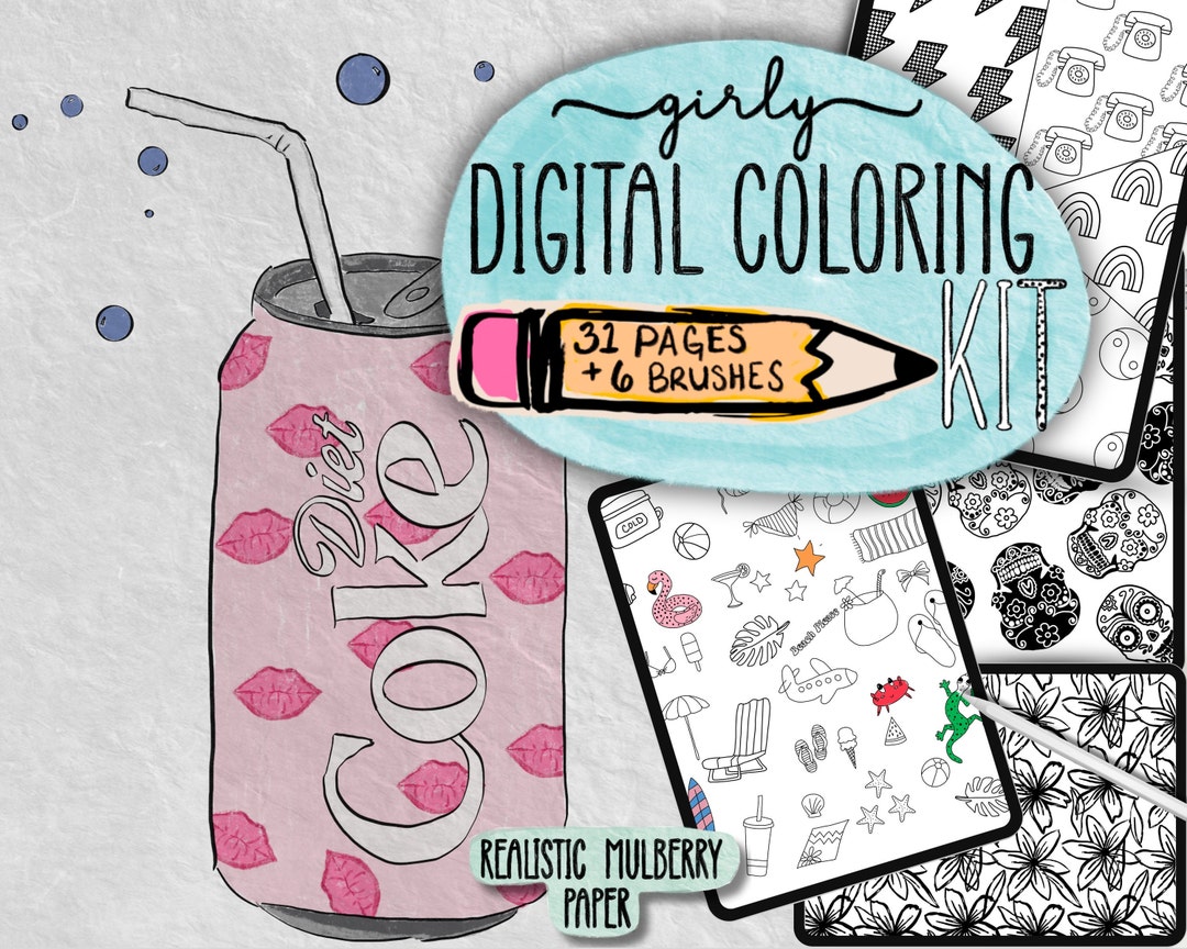 Procreate Brushes Watercolor Pencil Coloring Pages Kit, Palette ...