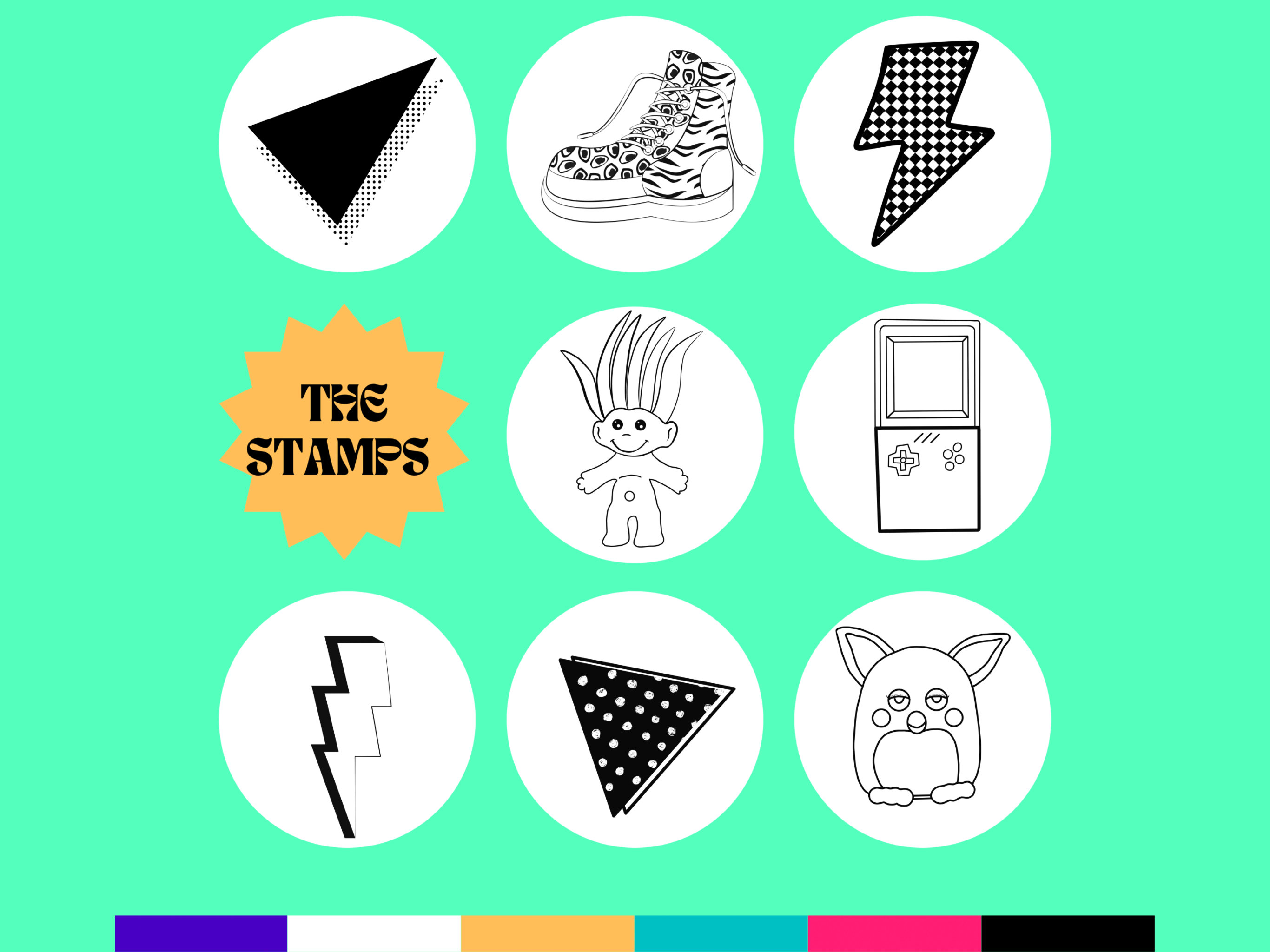 90s Procreate Brushes Stamp Set Shadow Brushes Neon Brush 90s Doodles ...