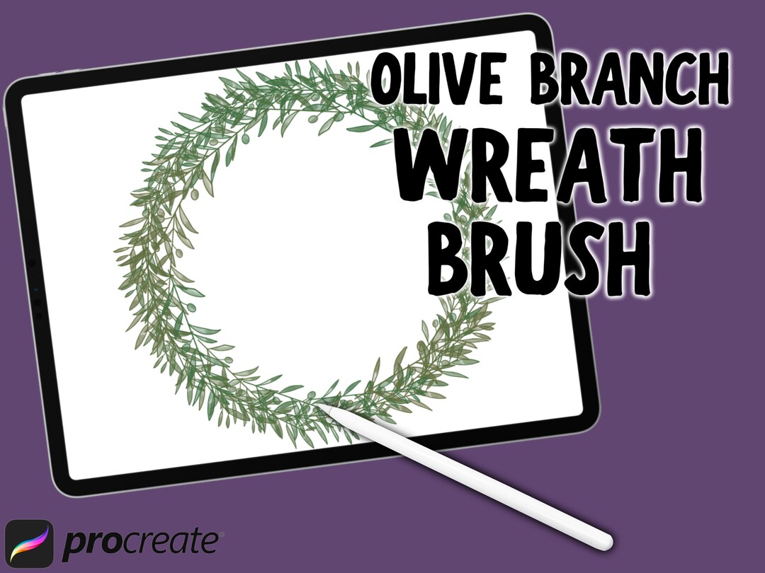 Olive Branch Wreath Brush Procreate | Wreath Brushes | Calligraphy ...