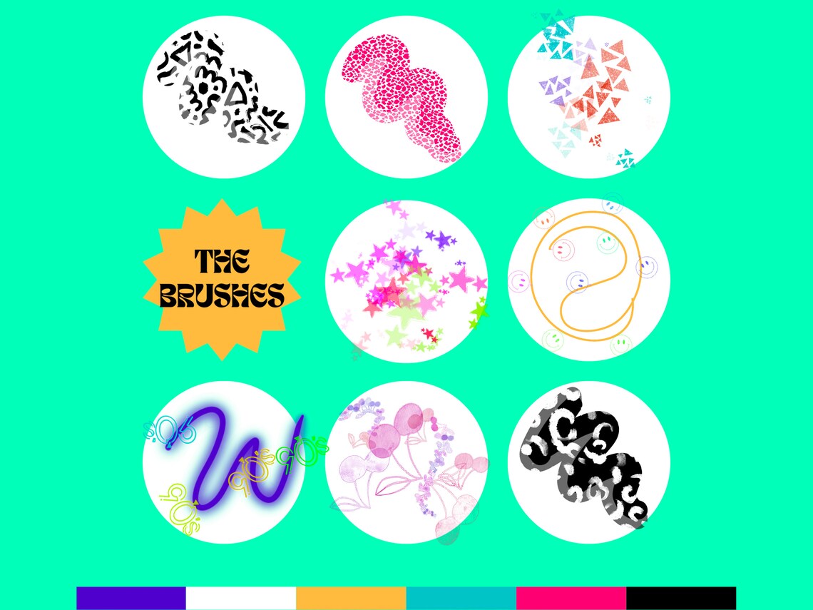 90s Procreate Brushes Stamp Set Shadow Brushes Neon Brush 90s Doodles ...