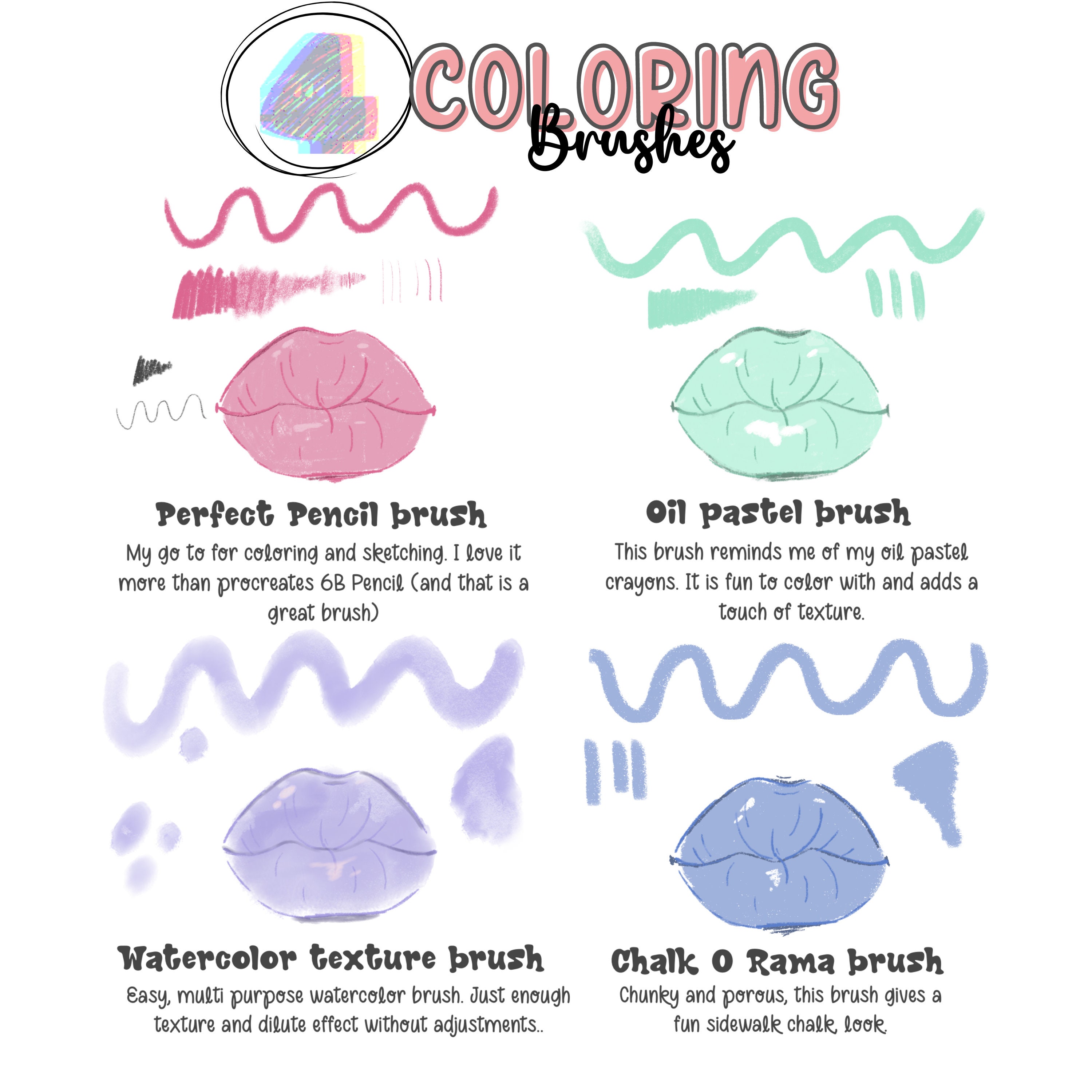 Procreate Brushes Watercolor Pencil Coloring Pages Kit, Palette ...