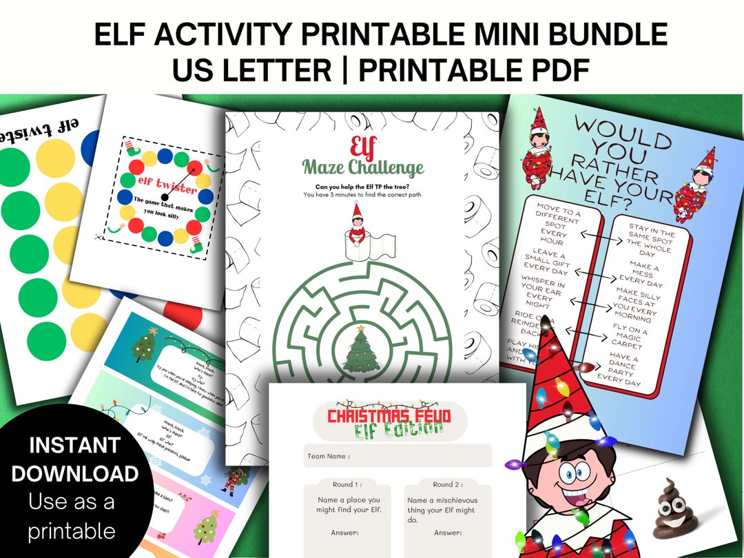 Elf Activity Printable Kit | Games | Christmas Family Feud | Would You ...