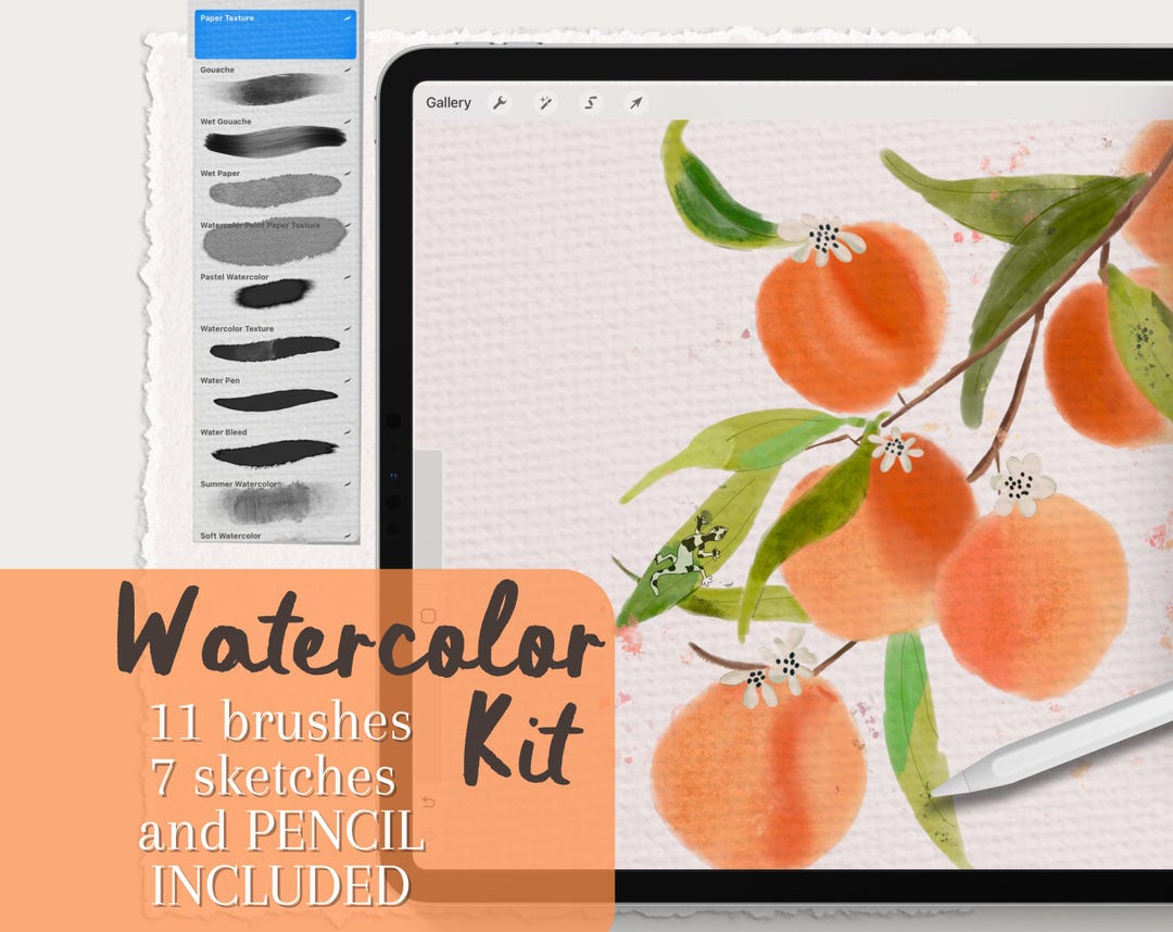 Procreate Watercolor Brush Kit, Procreate Brush Set, Realistic ...