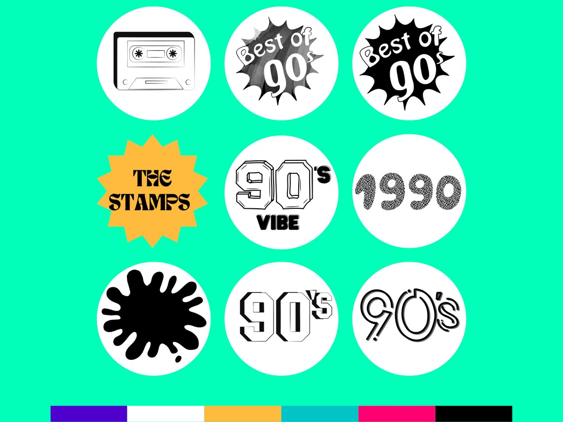 90s Procreate Brushes Stamp Set Shadow Brushes Neon Brush 90s Doodles ...