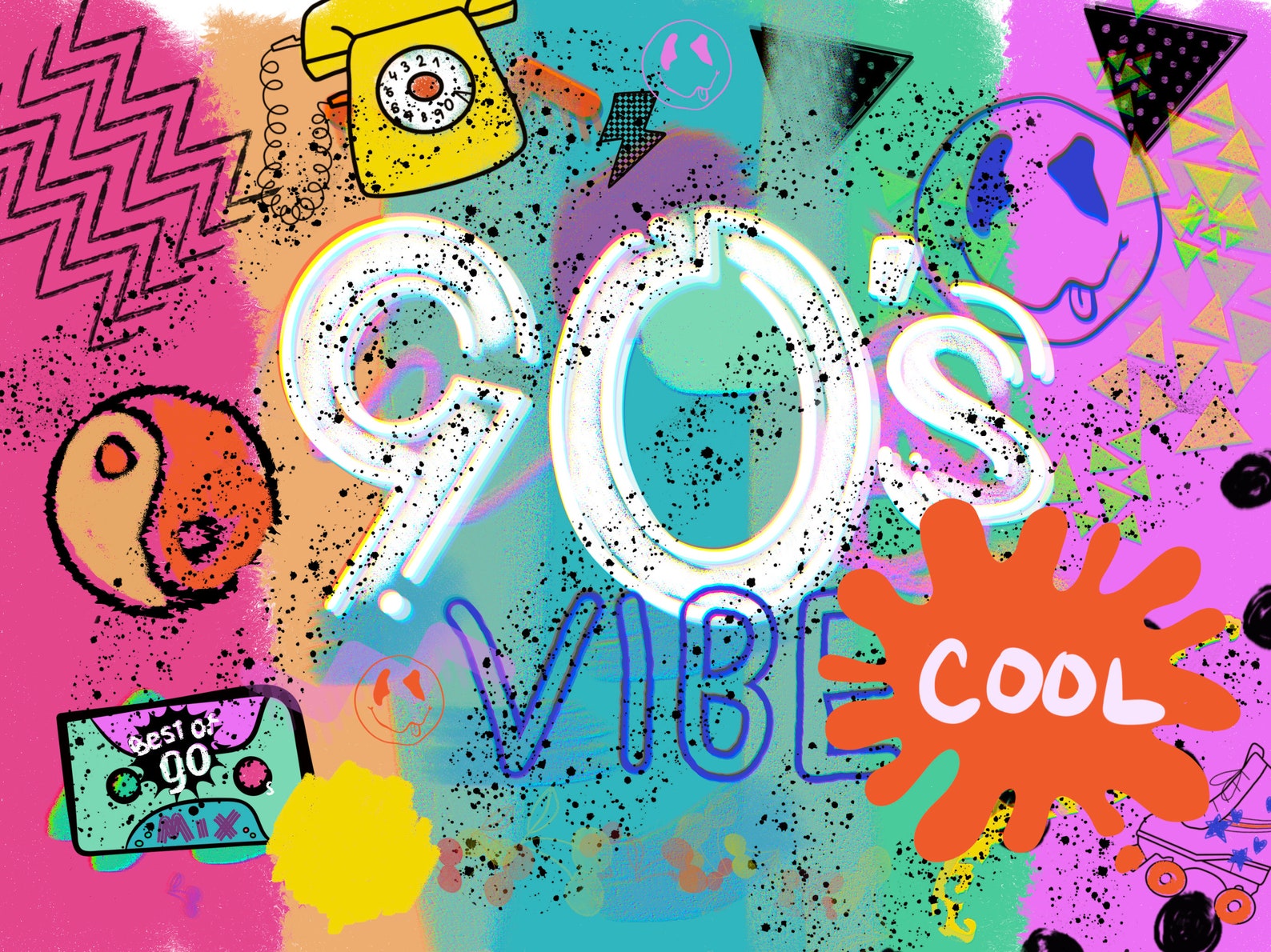 90’s Procreate Brushes | Stamp Set | Shadow Brushes | Neon Brush | 90’s ...