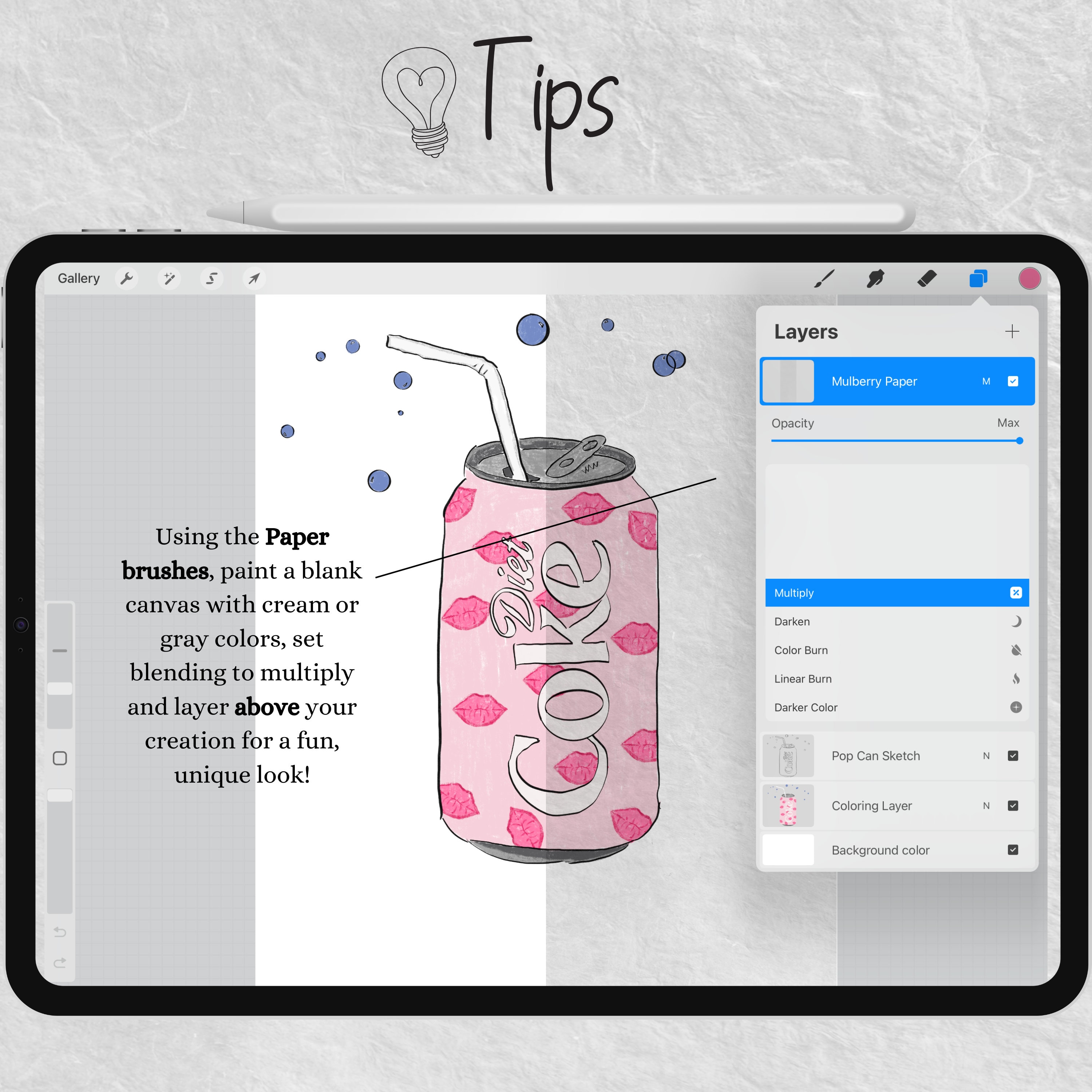 Procreate Brushes Watercolor Pencil Coloring Pages Kit, Palette ...