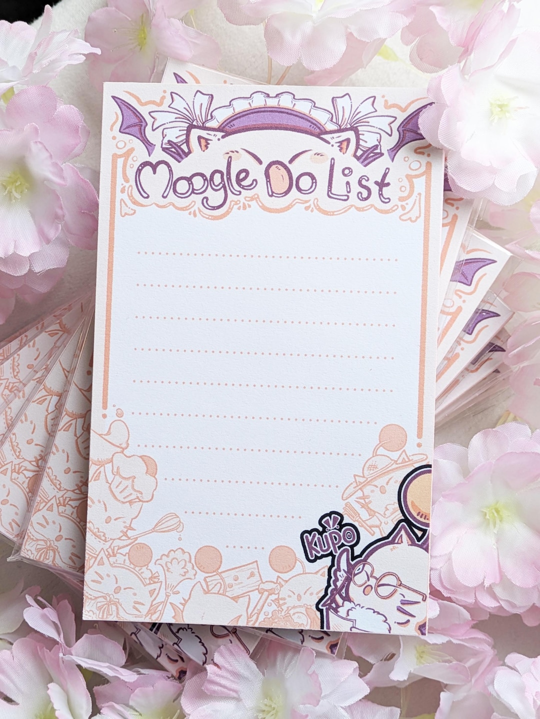 Moogle-do List Notepad - Handmade Paper to Do Pad- Cute Mog FFXIV Final ...