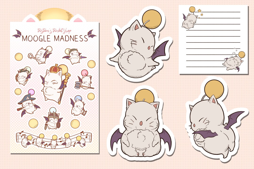 FFXIV Moogle Madness Set 1 Notepad, 3 Holographic Stickers, 1 Sticker ...