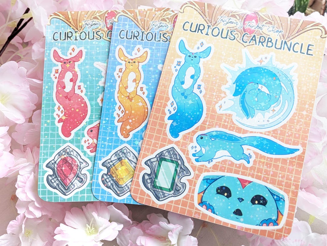 FFXIV Curious Carbuncle Vinyl Sticker Sheet - Sparkly Holographic ...