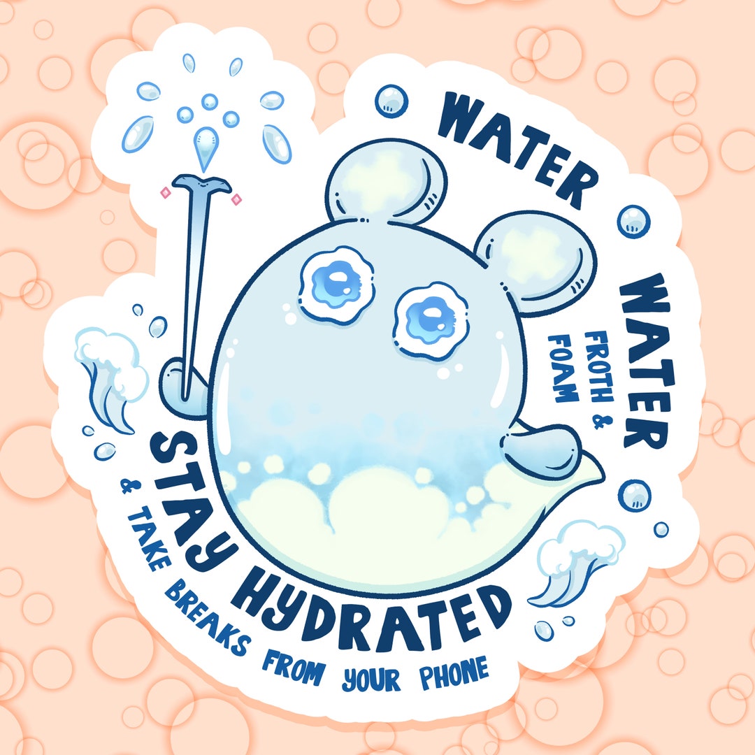 Nixie Drippy FFXIV Self-care Sticker Stay Hydrated & Take Breaks Final ...