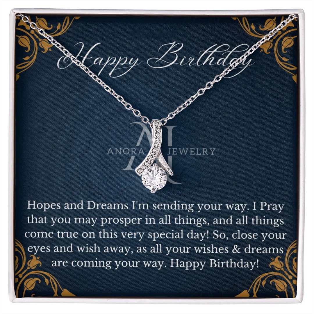 Petite Ribbon Happy Birthday Gift Necklace Personalized - Etsy