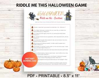 Halloween Printable, Kid's Halloween Printable, Riddle Me This ...