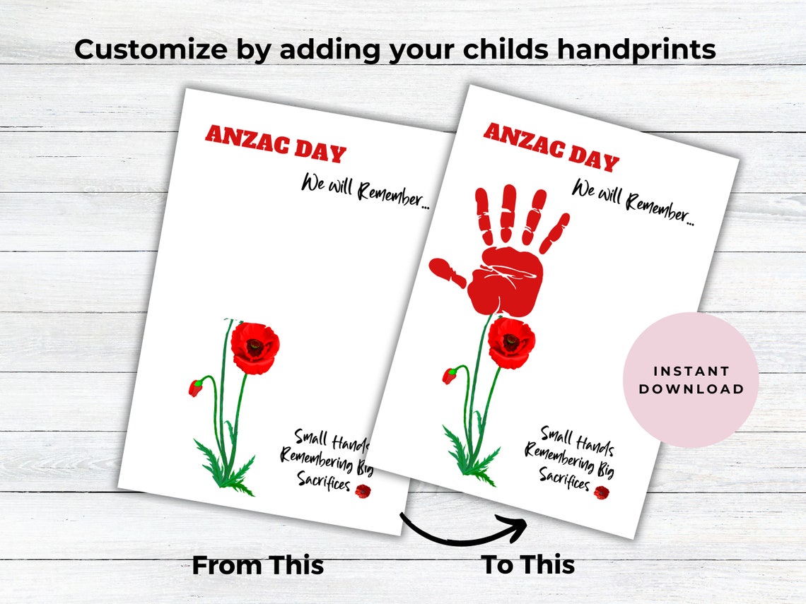 ANZAC Day Handprint Craft for Preschool and Daycare, Lest We Forget ...