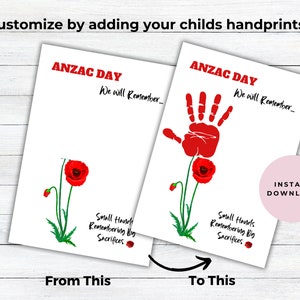 ANZAC Day Handprint Craft for Preschool and Daycare, Lest We Forget ...